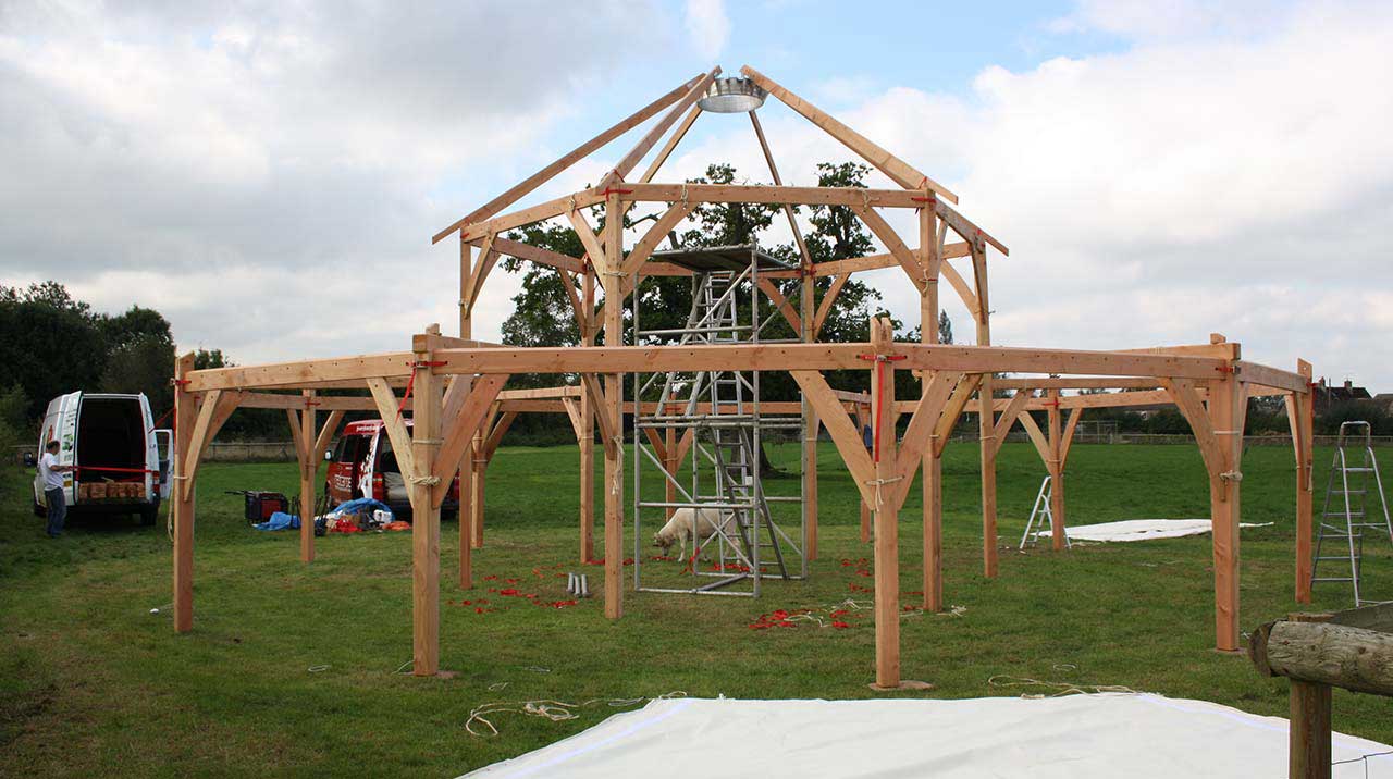 12m-Roundhouse-Being-Built - Honeycomb Marquees